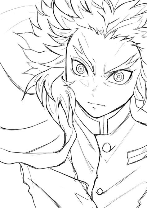 Happy Kyojuro Rengoku Coloring Page Free Printable Coloring Pages For