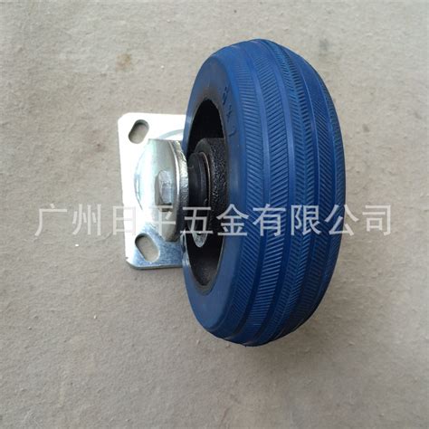 重型橡胶静音轮手推车轮4寸5寸6寸8寸蓝色双轴承万向定向轮刹车轮 阿里巴巴