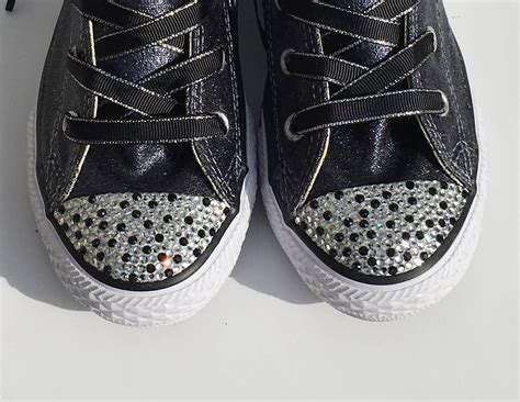 Bedazzled Bling Converse Shoes Womens Dot Rhinestone Etsy Uk