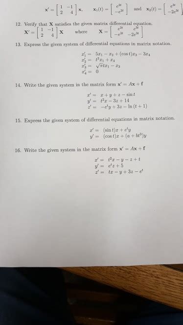 solved 2e3e 12 verify that x satisfies the given matrix