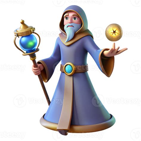 Dramatic Contemporary 3d Render Wizard Staff Orb Magic Professional