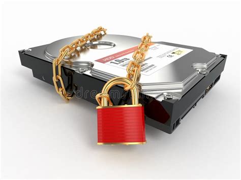 Protected Hdd Chain And Lock On Hard Disk Drive Stock Illustration Illustration Of Secure