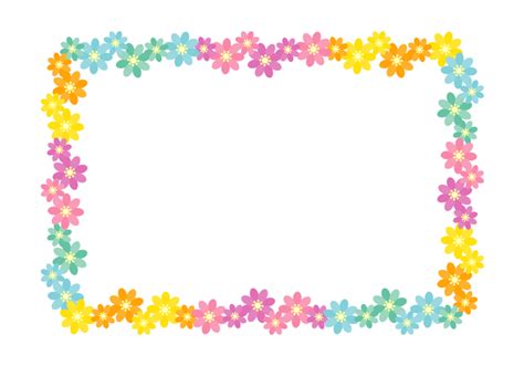 長方形枠（花装飾）～かわいい無料のフリーイラスト素材