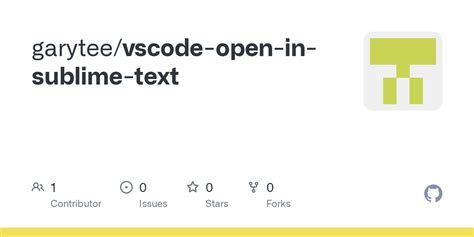 GitHub Garytee Vscode Open In Sublime Text