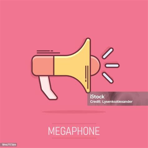 벡터 만화 스타일에서 만화 확성기 아이콘입니다 물러나 기호 그림 그림 확성기 사업 스플래시 효과 개념입니다 경계 표지에 대한 스톡 벡터 아트 및 기타 이미지 Istock