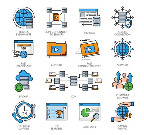 Cdn Content Delivery Network Icons Digital Media Vector Art At Vecteezy