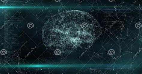 Flying Inside Artificial Intelligence Digital Brain Bid Data. Illustration of Thinking Process ...