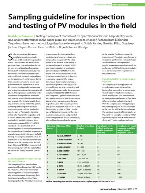 In Field Pv Module Testing Sampling Guideline Pdf Photovoltaics Solar Panel
