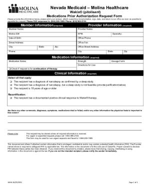 Molina Prior Authorization Form Fill Online Printable Fillable