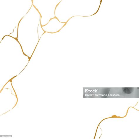흰색 배경에 금 긴츠기 균열 및 깨진 효과 대리석 질감 벽 예술 벽지 웨딩 카드 소셜 미디어에 대한 고급 디자인 현대 벡터 일러스트레이션 킨츠기에 대한 스톡 벡터 아트 및