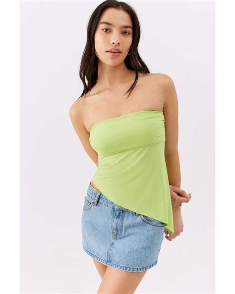 Urban Outfitters Uo Y2k Asymmetrical Tube Top In Green Lyst