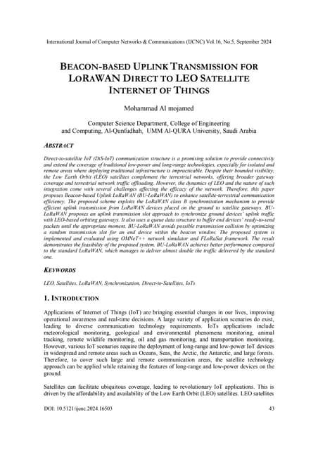 Beacon Based Uplink Transmission For Lorawan Direct To Leo Satellite