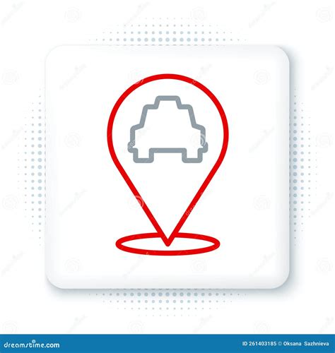 line map pointer with taxi icon isolated on white background location
