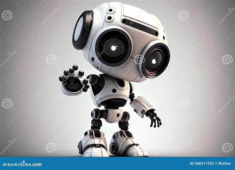 Cute Robot On A White Backdrop With A Pointing Hand And A Winking Eye