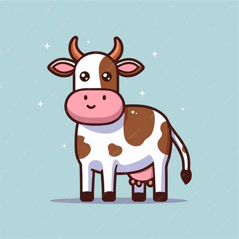 El Dibujo Animado De La Vaca Kawaii Es Una Ilustración Vectorial De