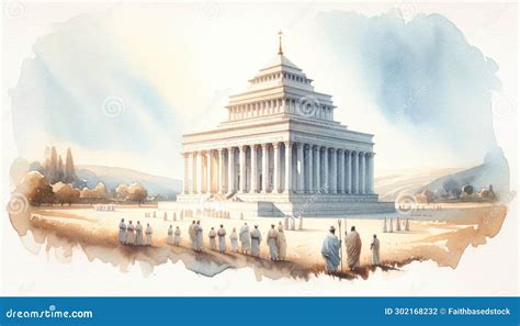 The Rebuilding Of The Temple Ezra 615 Old Testament Watercolor