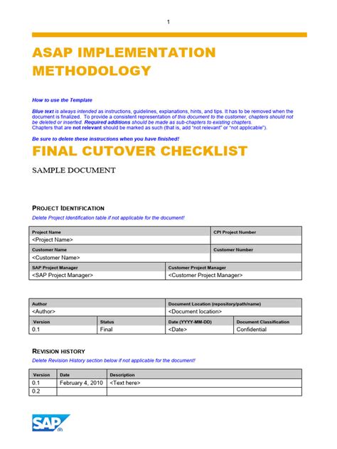 final cutover checklist sample pdf