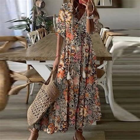 Lenago Womens Plus Size Spaghetti Strap Flowy Casual Sundress V Neck