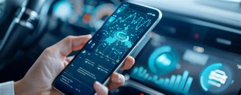 Monitoring Fuel Consumption In Electric Vehicle App Modern Smartphone Interface In Car Interior