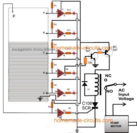 LED Water Level Indicator Circuit With Relay Controller Homemade Circuit Projects Circuit