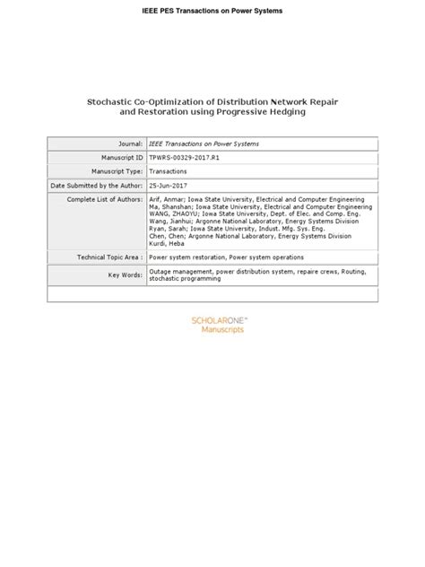 Stochastic Co Optimization Of Distribution Network Repair And