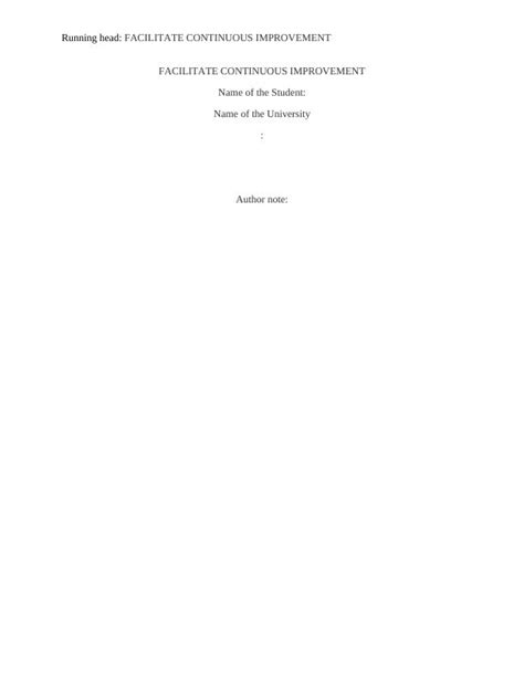 Facilitate Continuous Improvement Strategies And Tools