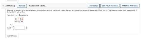 Solved Solve The Lp Problem If No Optimal Solution Exists