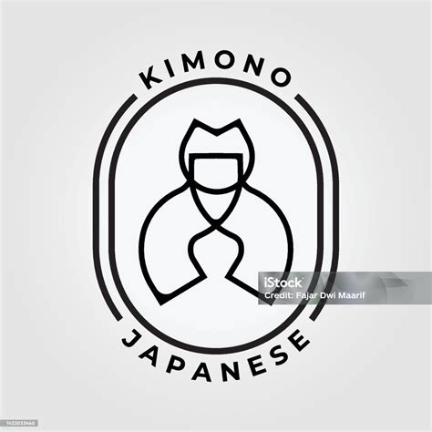 일본 게이샤 기모노 라인 아트 로고의 미니멀리스트 엠블럼 일본 전통 문화의 일러스트 디자인 걸레에 대한 스톡 벡터 아트 및 기타