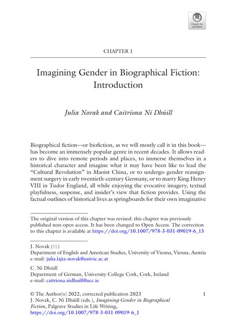 PDF Imagining Gender In Biographical Fiction Introduction