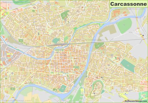 Large Detailed Map Of Carcassonne