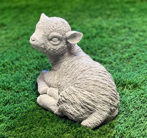 Farm Sheep Statue Concrete Laying Lamb Figurine Resting Etsy