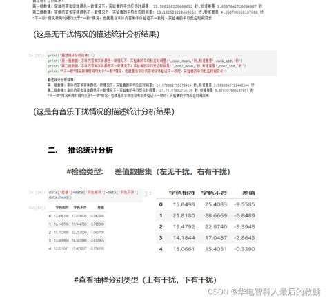 智科之脑科学课程设计实验和实验报告：用假设检验验证斯特鲁普（stroop）效应 斯特鲁普实验小组数据 csdn博客