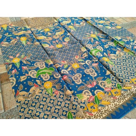 Jual Kain Batik Kota Solo Motif Kembang Truntum Dasar Biru Shopee