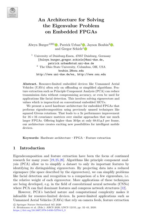 Pdf An Architecture For Solving The Eigenvalue Problem On Embedded Fpgas