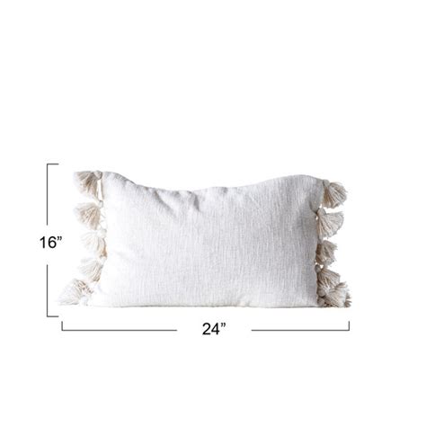 Allmodern Hutton Woven Cotton Slub Lumbar Pillow With Tassels And Reviews