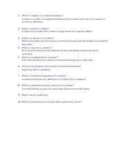 Quiz1 Docx 1 What Is A Relation In A Relational Database A Relation