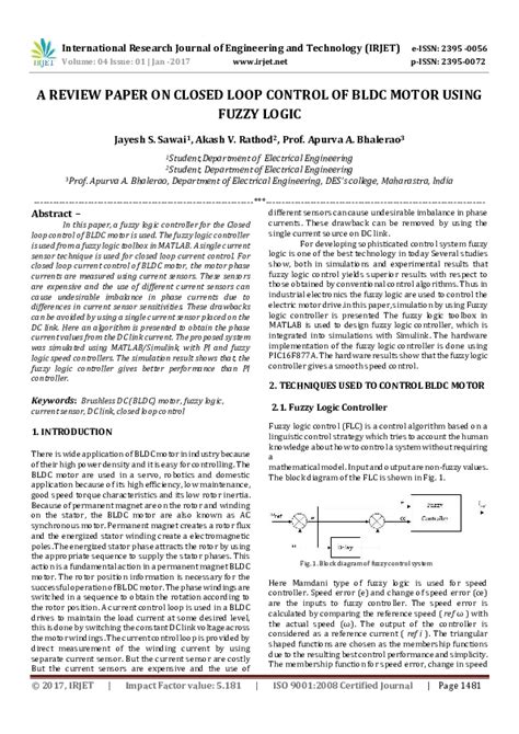 pdf irjet a review paper on closed loop control of bldc motor using
