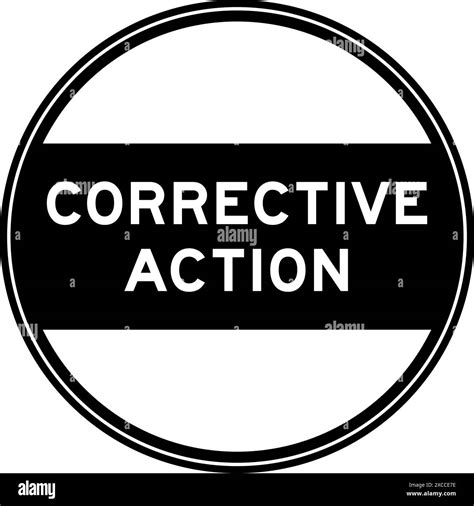 Black Color Round Seal Sticker In Word Corrective Action On White Background Stock Vector Image