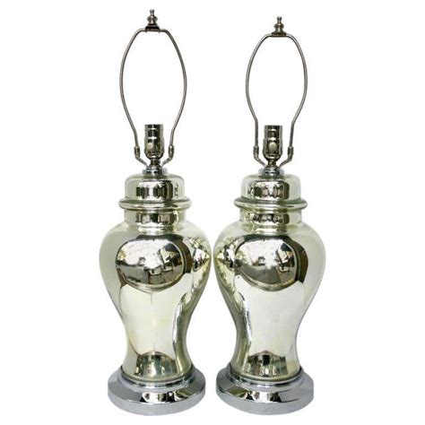 Pair Of Vintage Mercury Glass Lamps In Champagne For Sale At 1stdibs