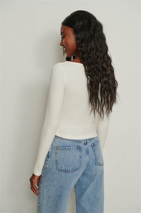 Corset Detail Rib Top Offwhite Na
