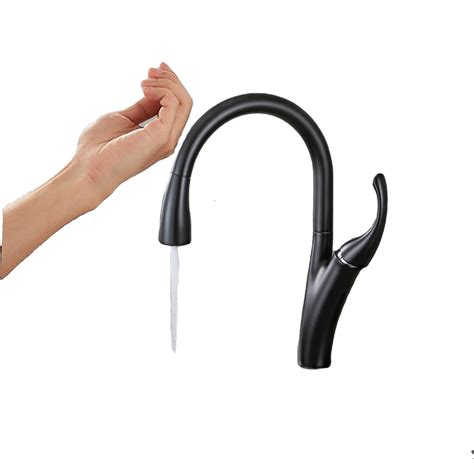 Matt Black Touch Sensor Digital Hand Control Pull Out Kitchen Faucet
