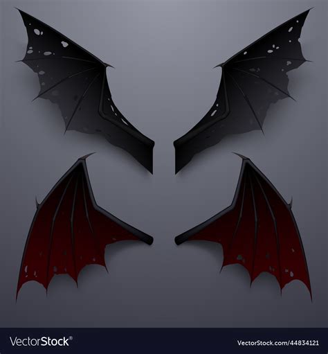 Devil Wings With Shadow On Gray Background Vector Image