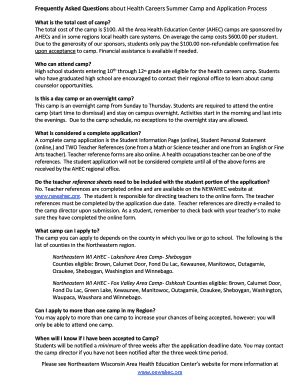 Fillable Online Frequently Asked Questions About Health Careers Summer