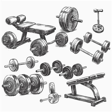 Premium Vector Vector Sketch Of Gym Aerobics Powerlifting Equipment
