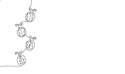 Ladybugs Insect Bug One Line Continuous Ladybug Line Art Outline Single Line Silhouette