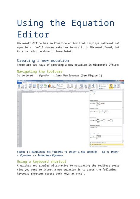 DOCX Guide To Microsoft Office Equation Editor Web ViewUsing The Equation Editor Microsoft