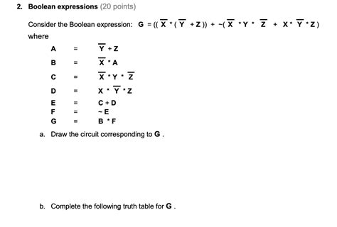 Solved Boolean Expressions Points Consider The Chegg Com