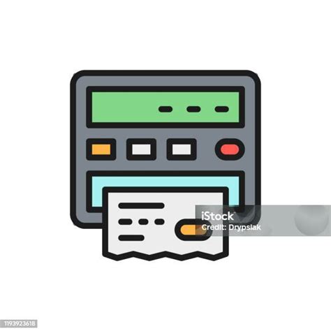 택시 미터 종이 영수증 지폐 평면 컬러 라인 아이콘입니다 아이콘에 대한 스톡 벡터 아트 및 기타 이미지 아이콘 주차료