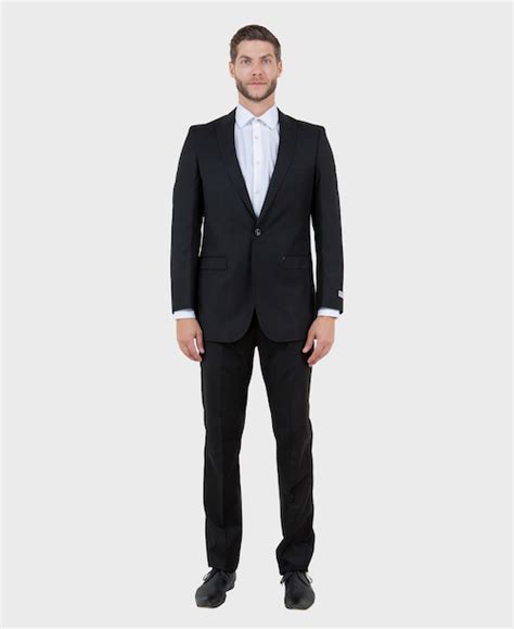 Mens Black One Button Slim Fit Suit Funeral Suits Flex Suits