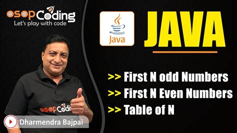 first n odd numbers in java even numbers squares table of n